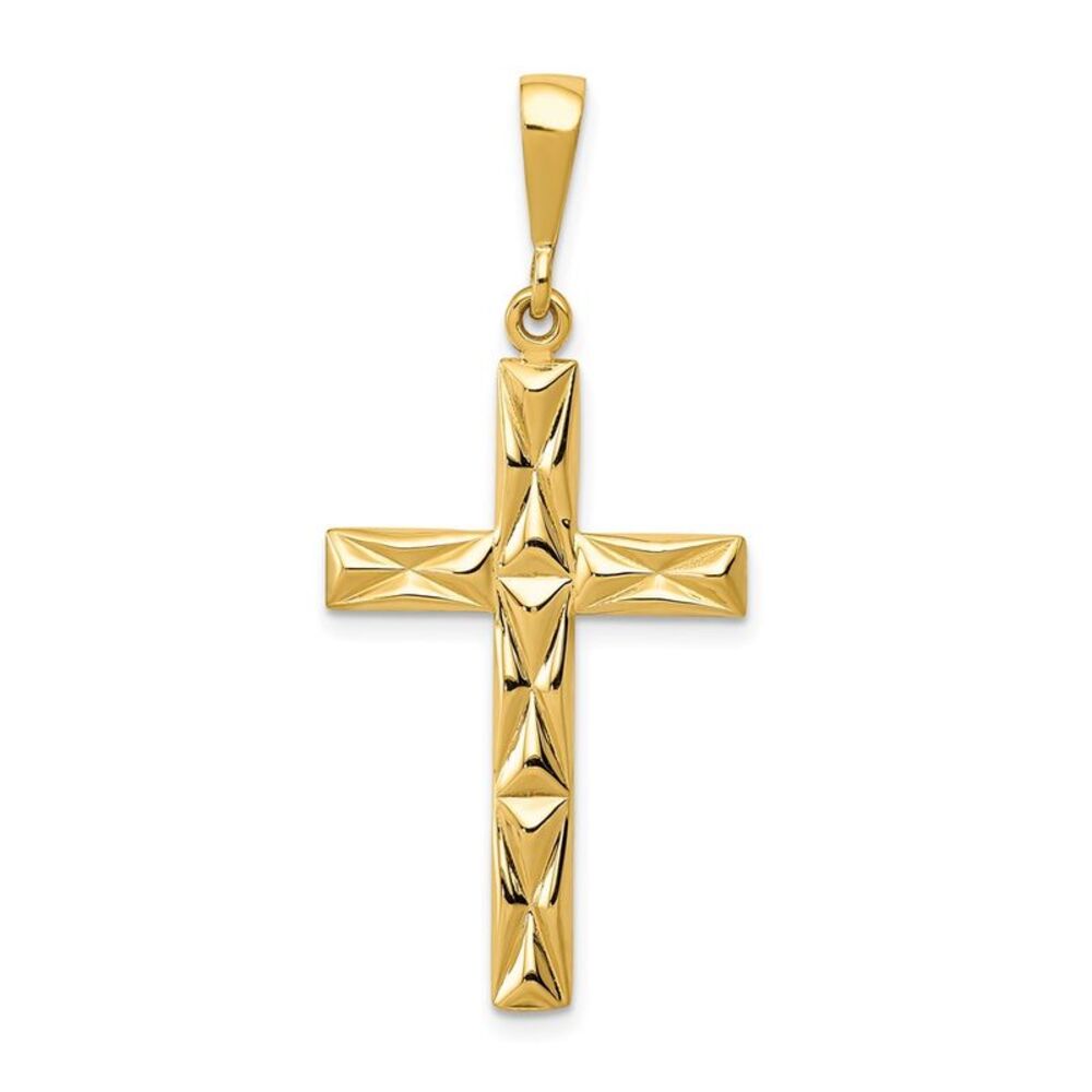 14k Yellow Gold Reversible Latin Cross Pendant - Gem